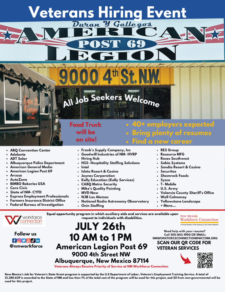 Veterans Hiring Event - Workforce Connection of Central New Mexico