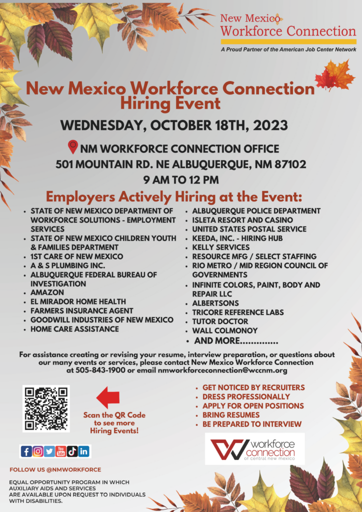 Albuquerque Hiring Event - Workforce Connection of Central New Mexico