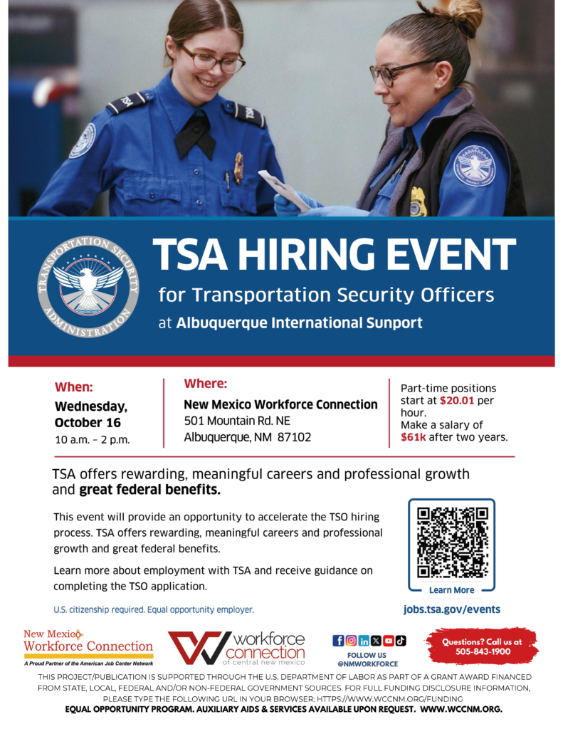 TSA Hiring Event - Workforce Connection of Central New Mexico