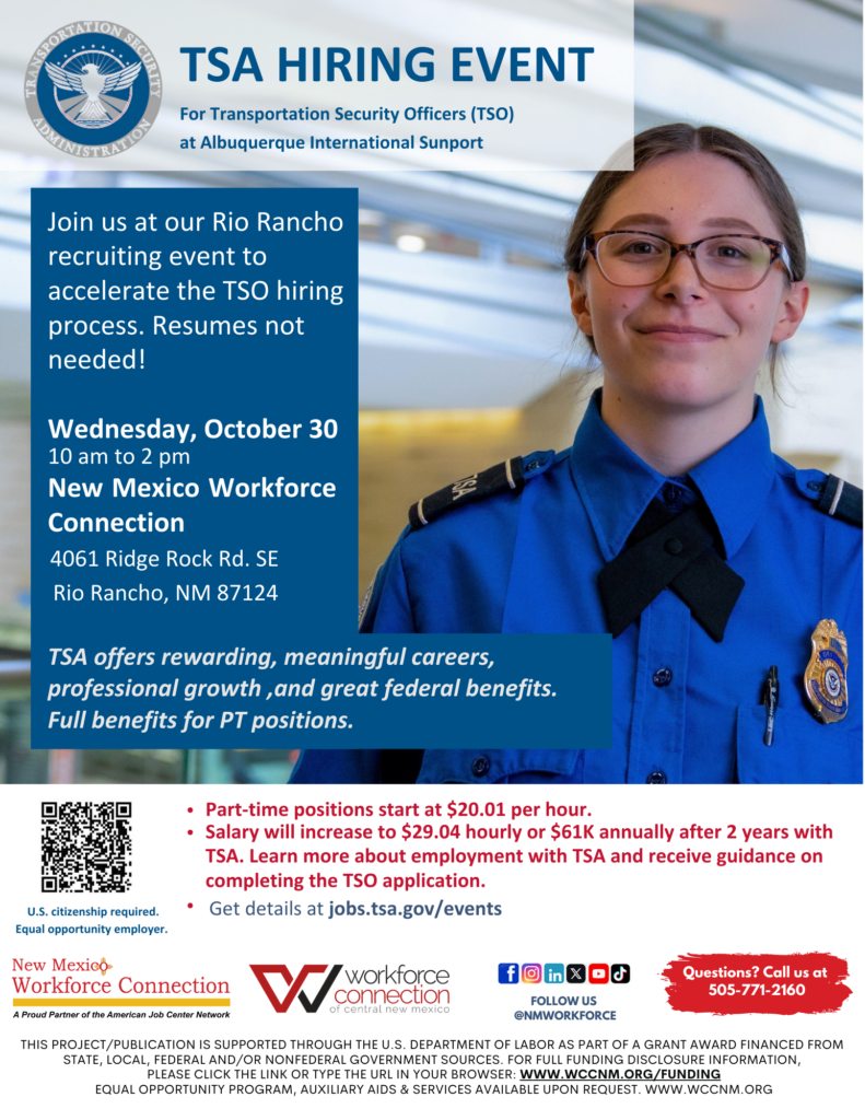 TSA Hiring Event - Workforce Connection of Central New Mexico