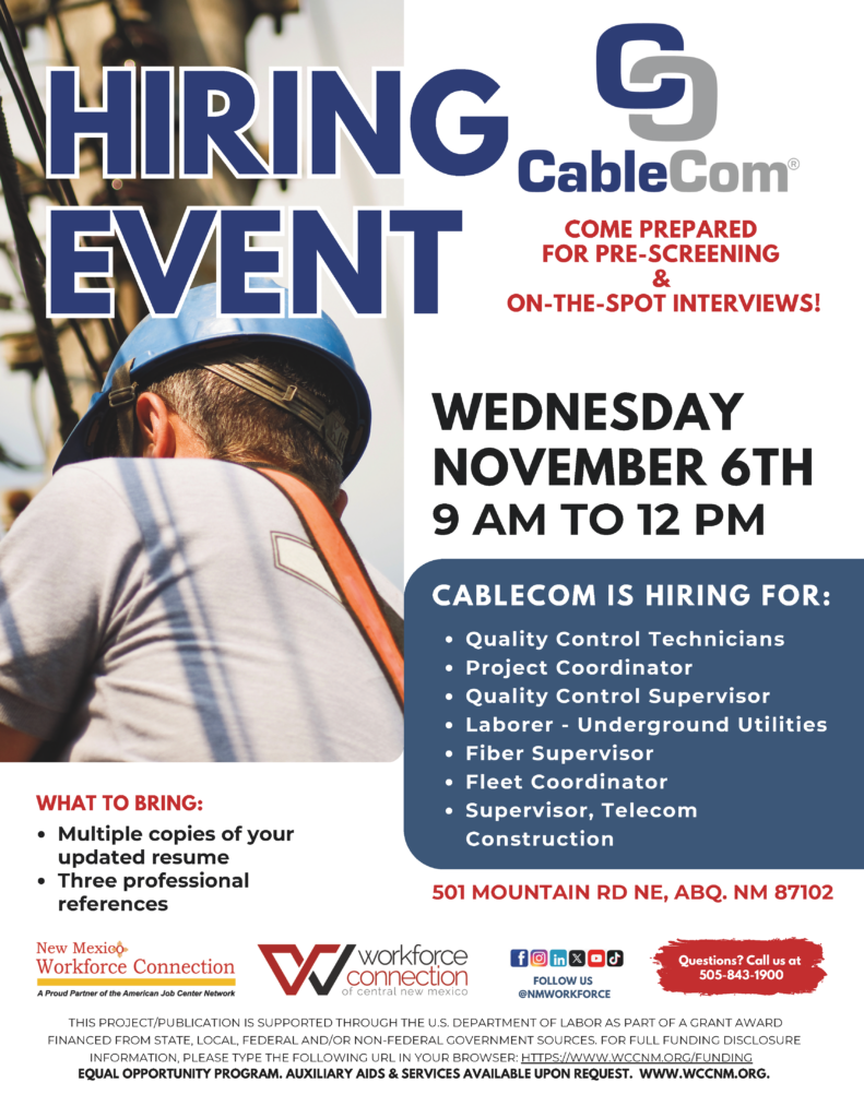 CableCom Hiring Event - Workforce Connection of Central New Mexico